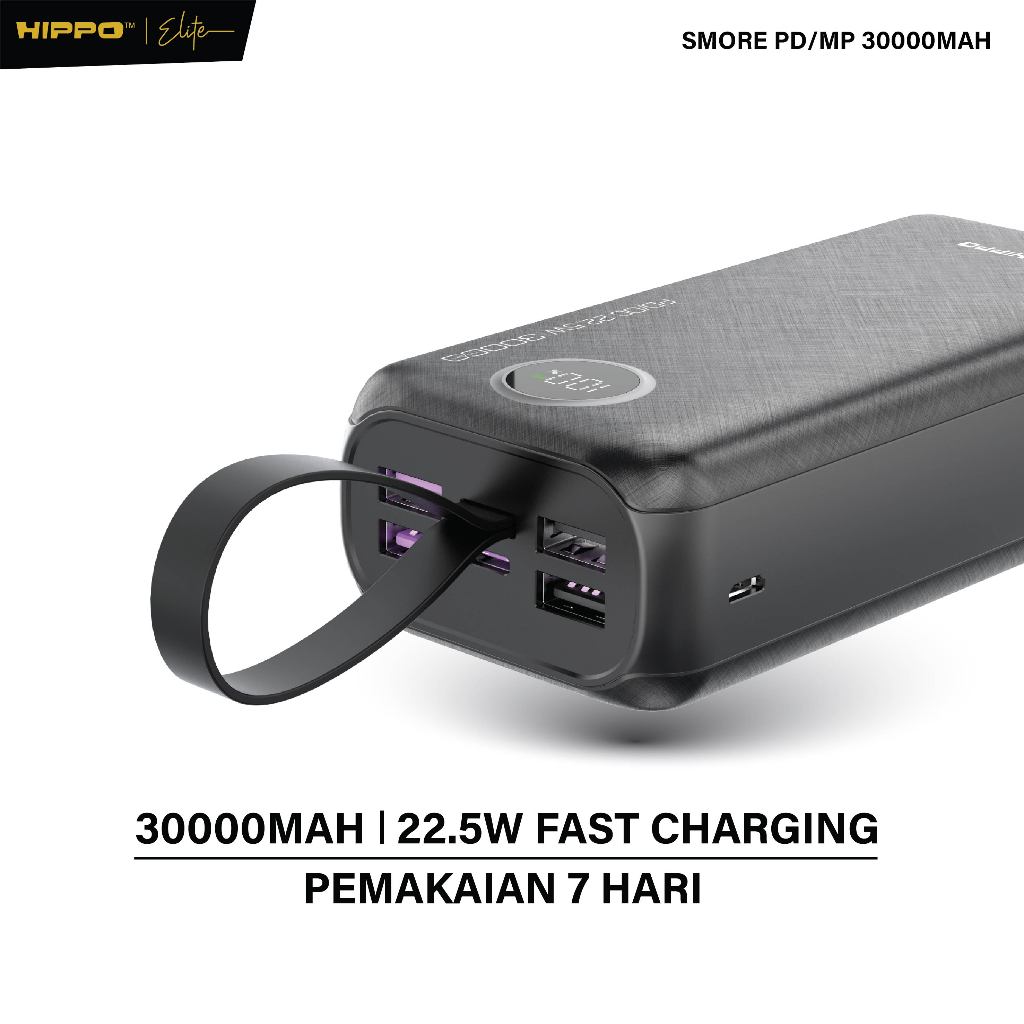 Jual Hippo PowerBank Smore PD 22,5W 10000mAh - 30000mAh Quick Fast Charging Power Bank Type C ...