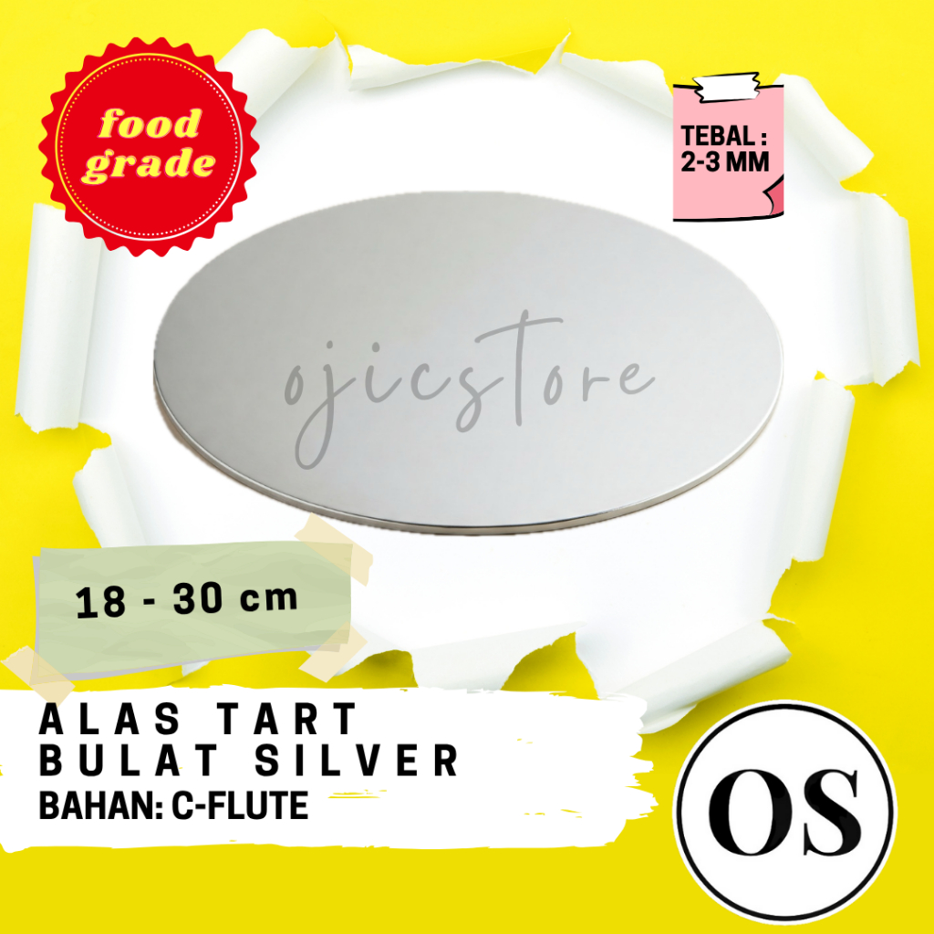 Jual Alas Tart Kue + Cake Bulat Silver dengan Laminasi Foil 18 20 22 24 ...