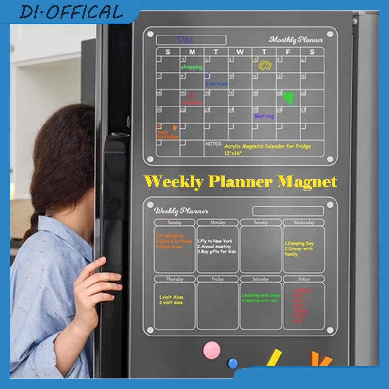 Jual Weekly Planner Magnet Kulkas Akrilik Custom Dinding Schedule Board ...