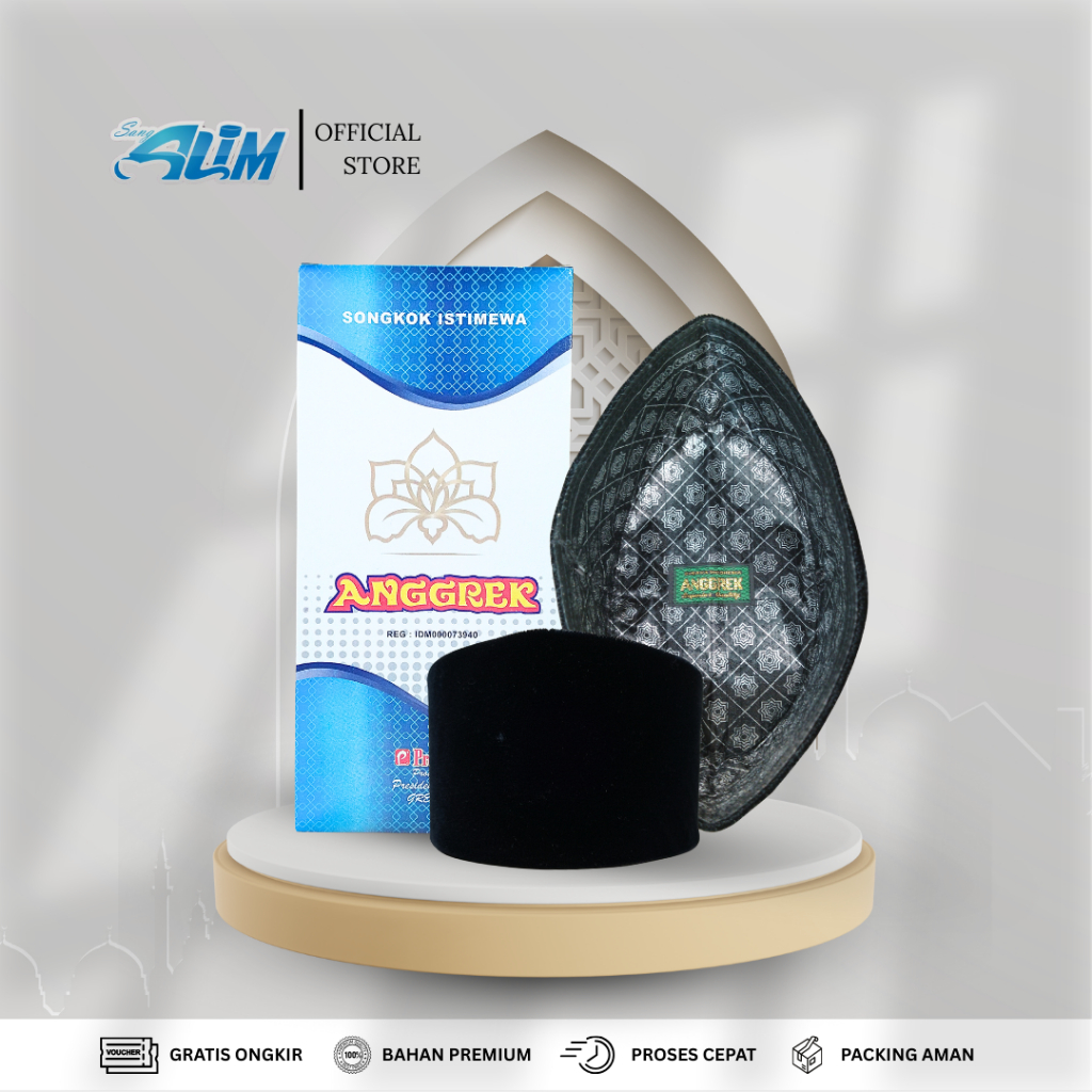 Jual Sang Alim - Songkok Hitam Polos Anggrek Tanpa AC Kopyah Formal ...