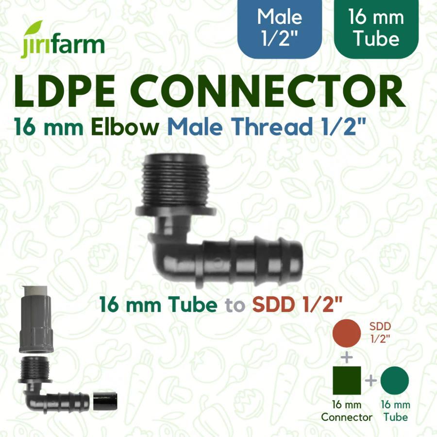 Jual JIRIFARM - Konektor Selang 16 mm Ke Paralon 1/2 Inch Male Elbow 90 ...