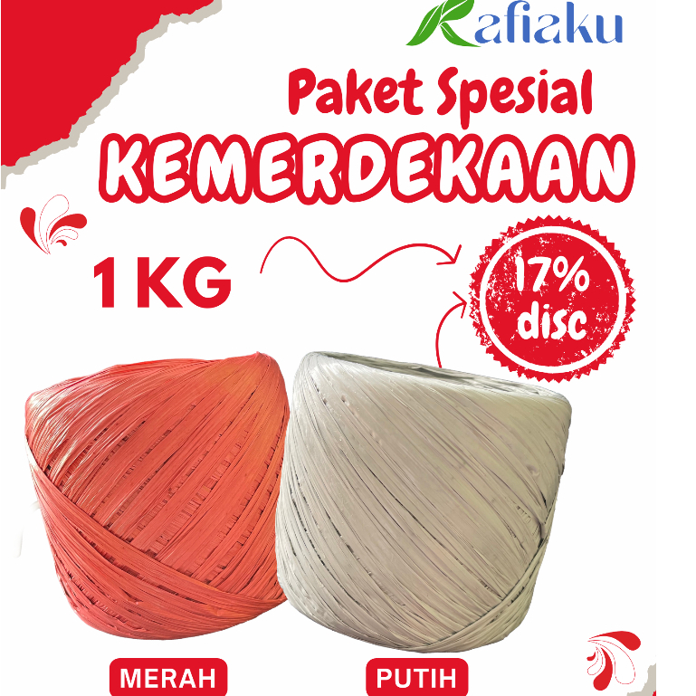 Jual Rafiaku - Tali rafia Merah Putih 2kg isi 1kg merah dan 1kg putih ...
