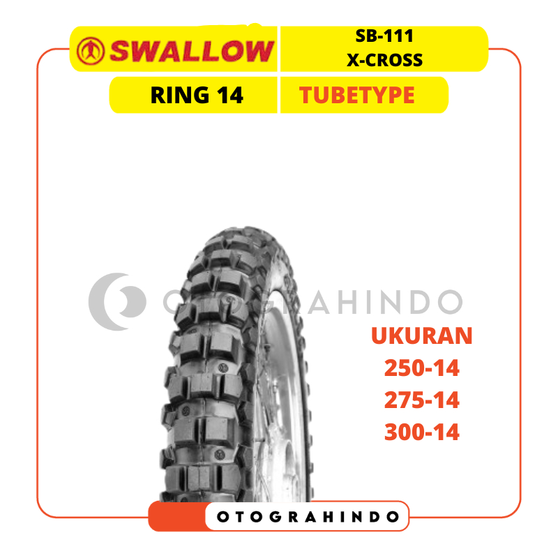 Jual BAN LUAR SEPEDA MOTOR SWALLOW SB-111 X-CROSS UKURAN 250 275 300 RING 14 TUBETYPE | Shopee ...