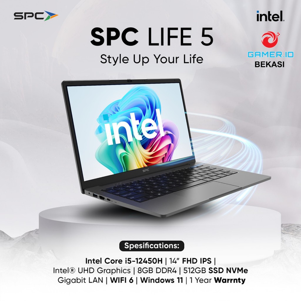 Jual Laptop SPC Life 5 Intel Core i5 12450H 8GB 512 W11PRO 14.0FHD IPS ...