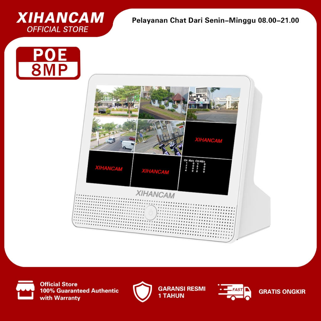 Jual XIHANCAM 8MP NVR POE Dengan Monitor 4CH NVR POE 8 Channel H.265 ...