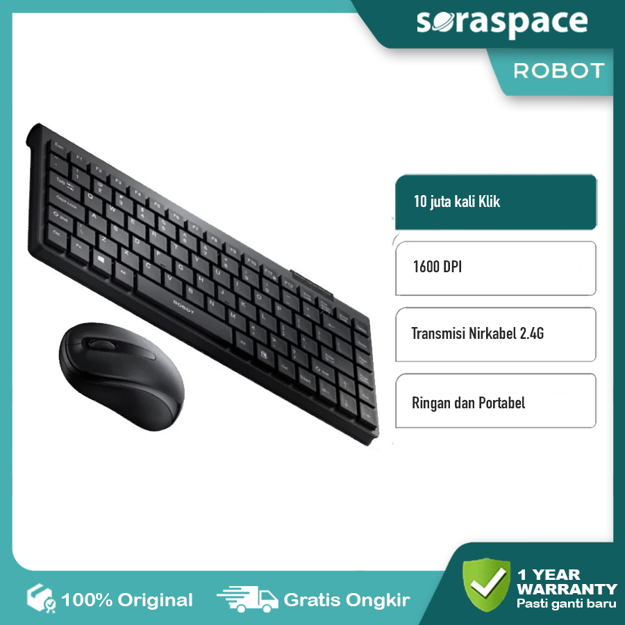 Jual ROBOT Portable Mini Wireless Set Combo Keyboard and Mouse KM3500 ...