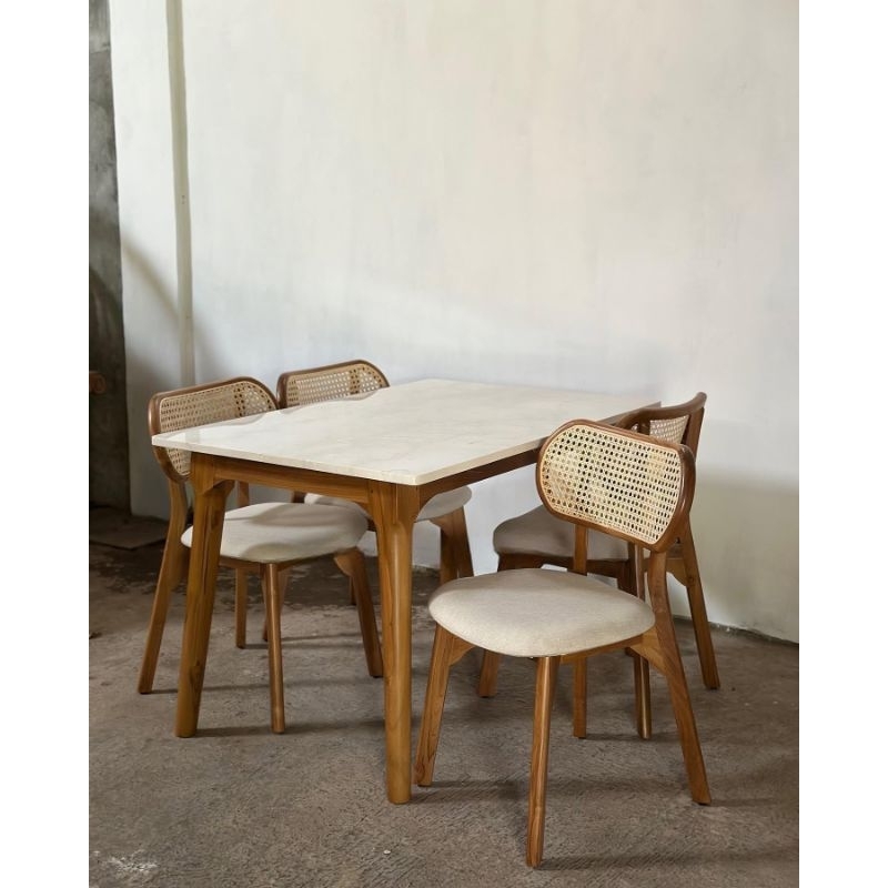 Jual RembeteJati - Set Meja Ropan Kursi Rotan Custom Meja Makan Marmer Table Marble Kayu Jati ...