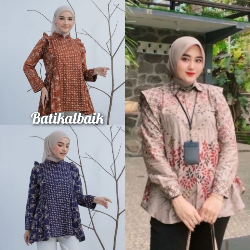 Jual Blouse Batik Wanita Modren Terbaru Batik Seragam Batik wanita ...