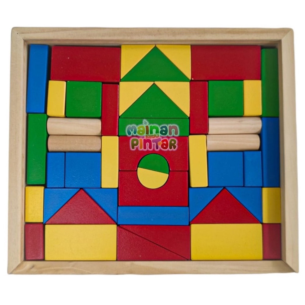 Jual KODE D7Z Mainan Edukasi Anak City Block Kayu Balok Warna Susun ...