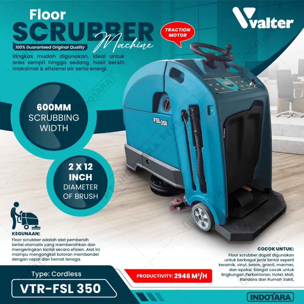 Jual Floor Scrubber / VALTER Heavy Duty Stand On Floor Scrubber VTR-FSL ...
