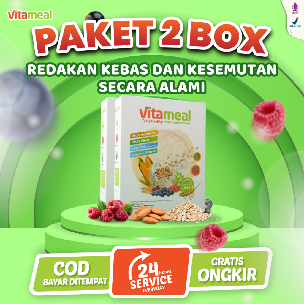 Jual [Paket 2 Box] VITAMEAL RENDAH GULA NUTRISI LENGKAP GANDUM ASLI 100 ...