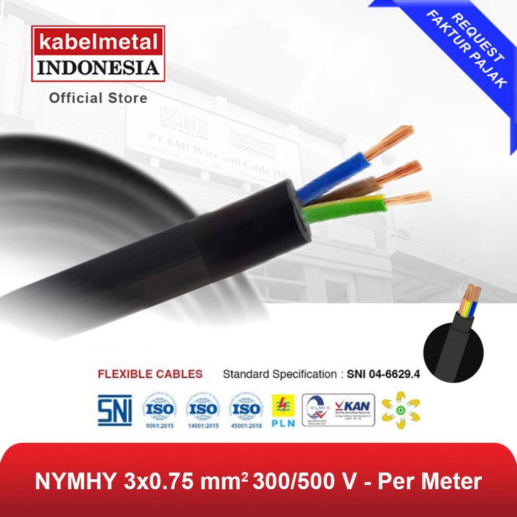Jual Kabel NYMHY NYYHY 3x0.75 mm Per Meter kabelmetal INDONESIA - Serabut Tembaga Fleksibel PVC ...