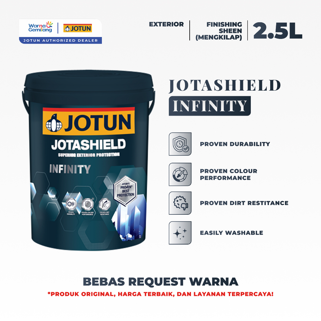 Jual Jotun Jotashield Infinity 2.5L | Cat Dinding Exterior Mengkilap - Tahan 20 Tahun, Anti ...