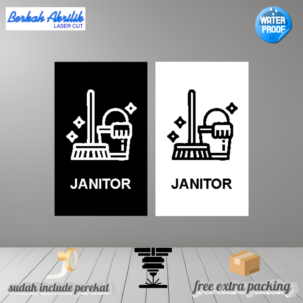 Jual Sign Janitor Papan Nama Ruang Tanda Label Akrilik Sign Board ...