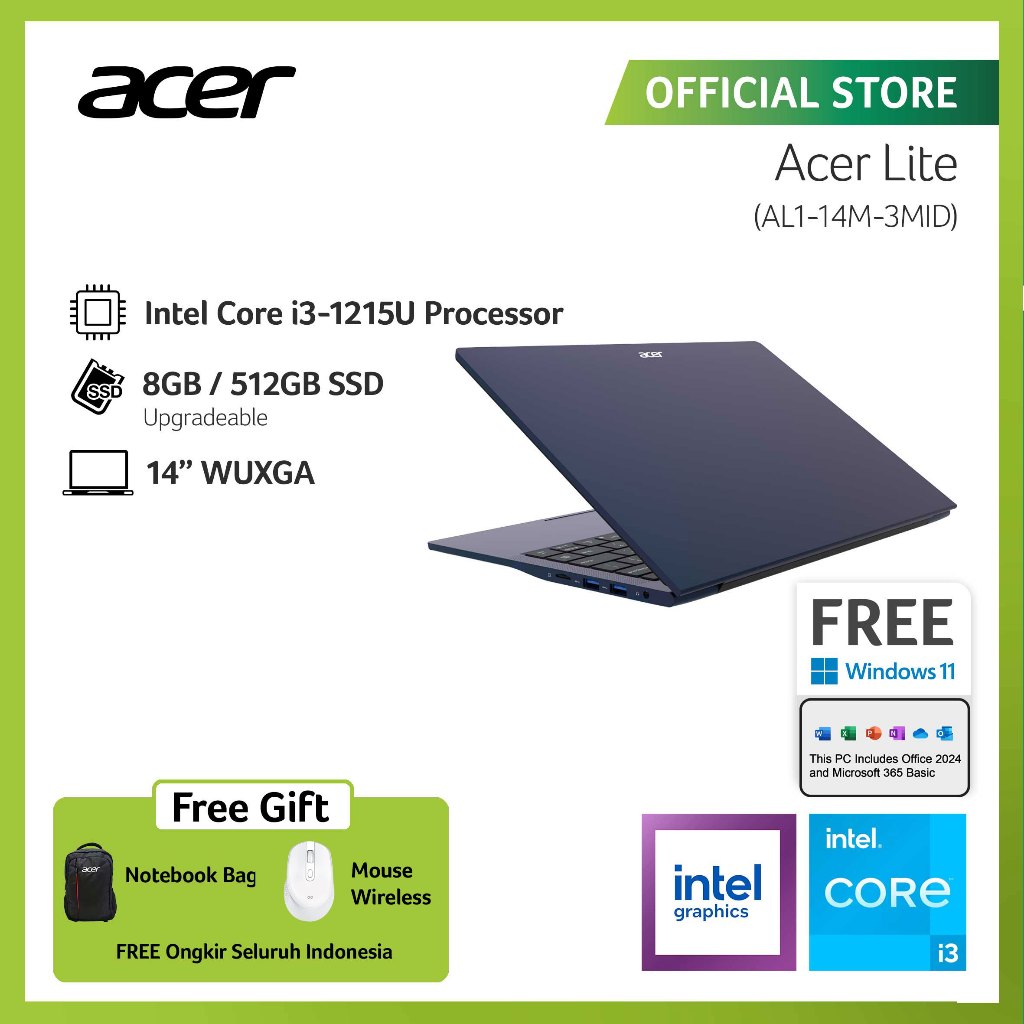 Jual (FREE WIRELESS MOUSE) ACER LAPTOP LITE AL1-14M-3MID MAGICAL COLOR ...