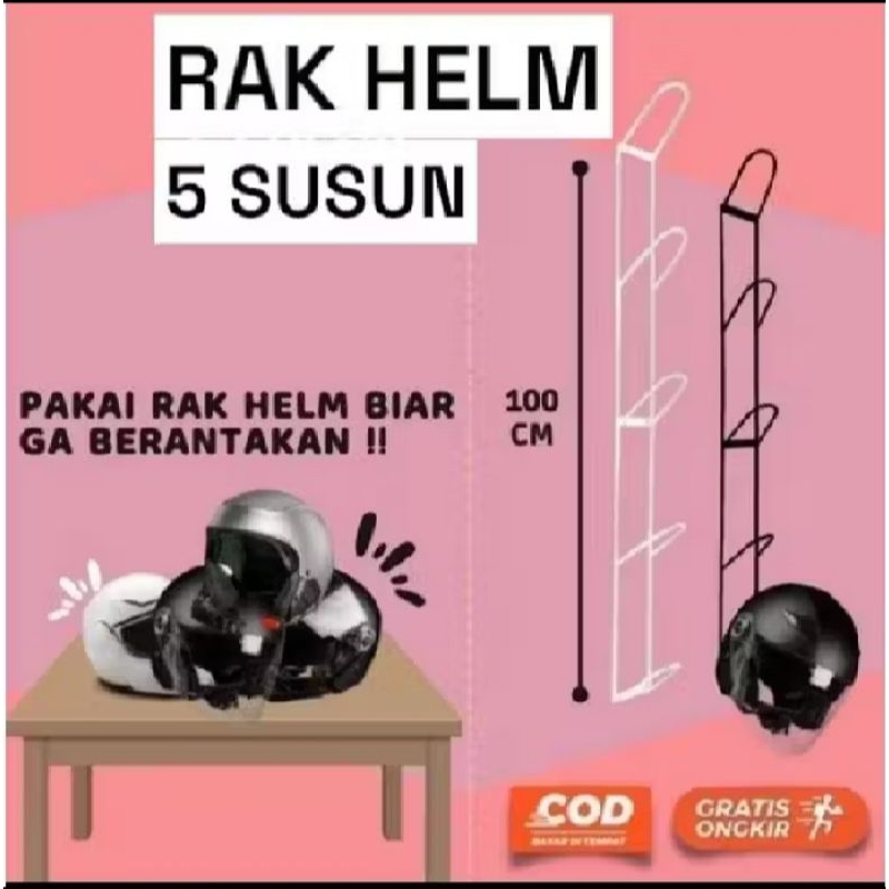 Jual STARS ID Rak HELM minimalis / Rak dinding besi 5 susun / Rak ...