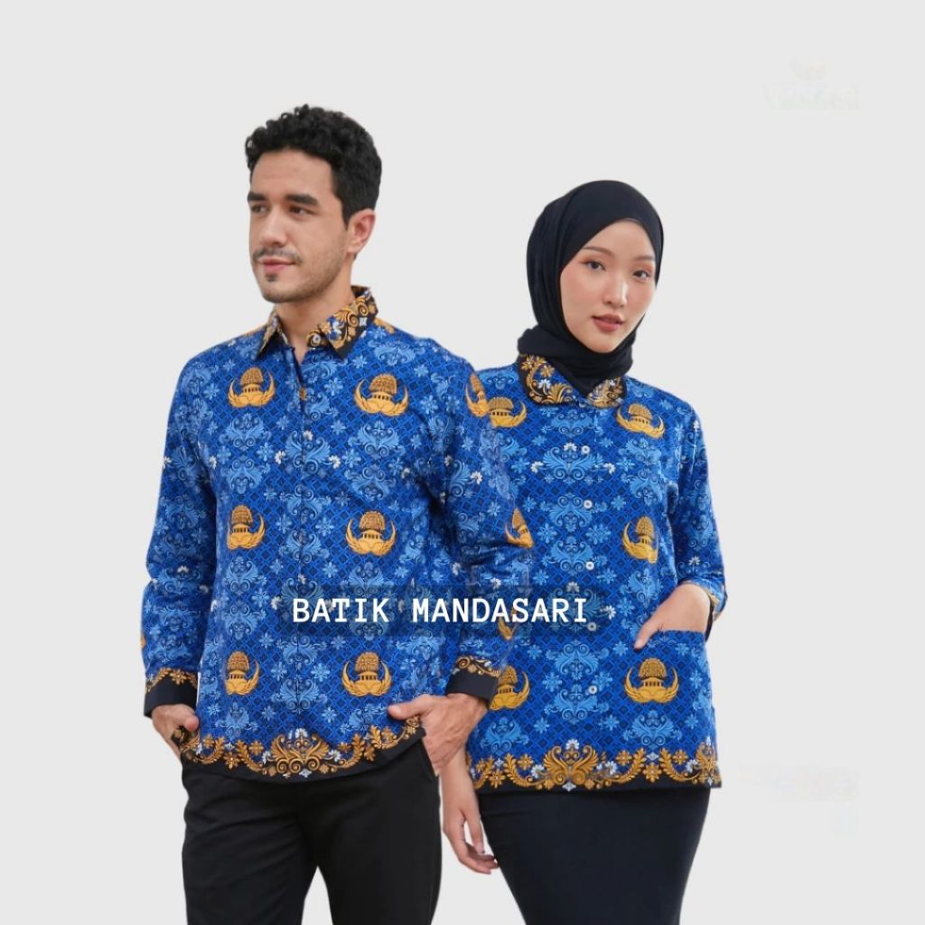 Jual Baju Seragam Batik Korpri Pria Wanita Terbaru Kerah Hitam Lapis Furing | Shopee Indonesia