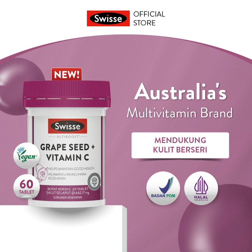 Jual Swisse Ultiboost Grape Seed + Vitamin C 60s - Multivitamin untuk Mendukung Kulit Berseri ...