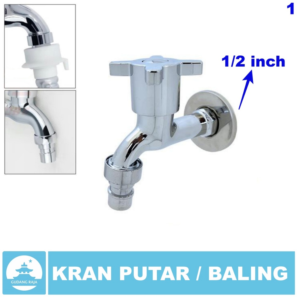 Jual Kran Air Stainless 1/2 inch Putar Baling Tembok Keran Taman Kamar ...