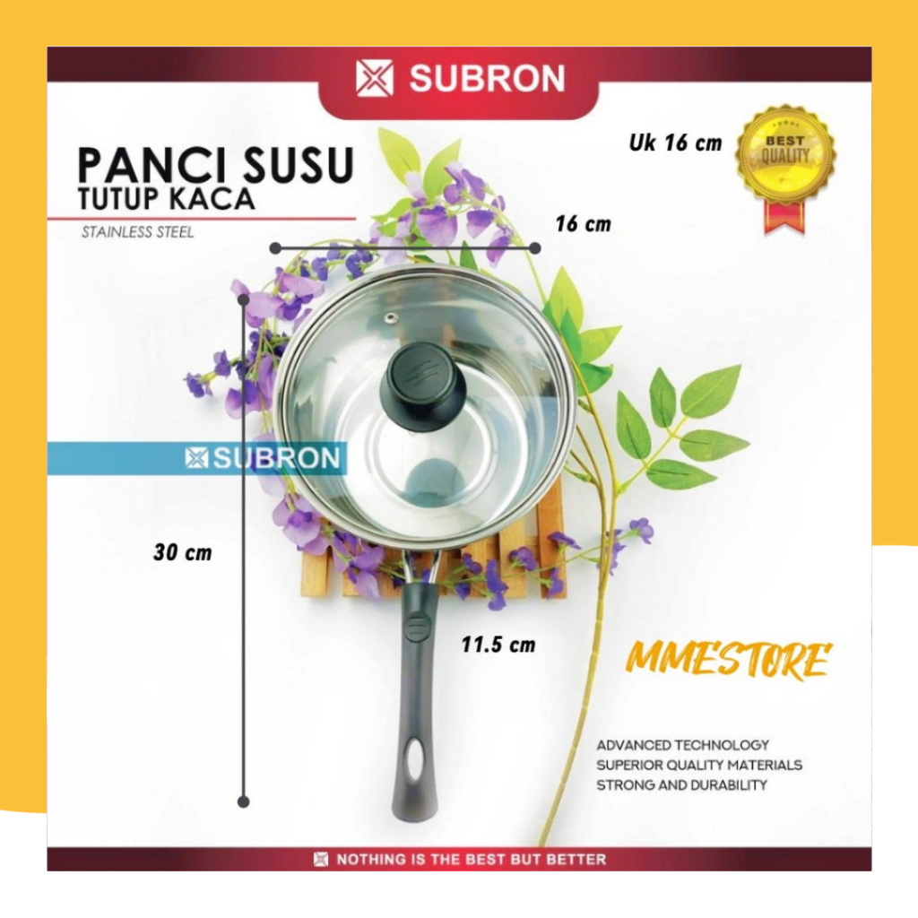 Jual Subron Panci Susu MILK POT+TUTUP KACA / Panci Mie / Panci Sainless ...
