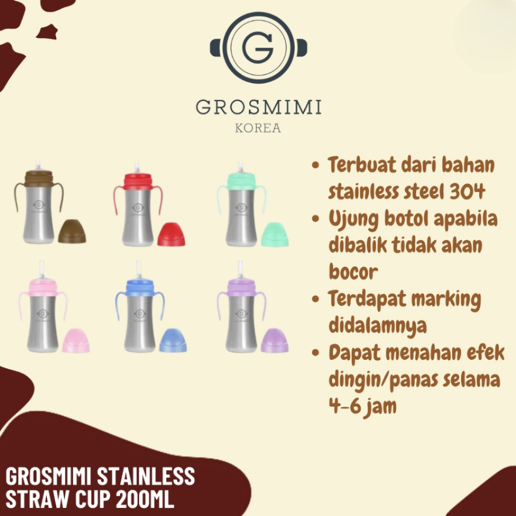 Jual Grosmimi Stainless Straw Cup 200ml - Botol Minum Anak | Shopee Indonesia