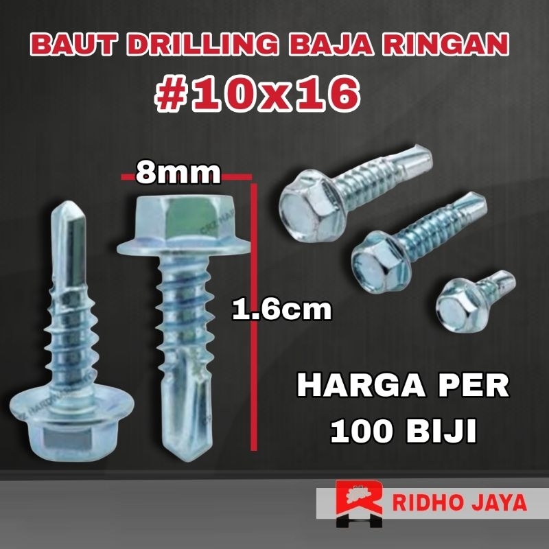 Jual 100 Pcs Baut Drilling Galvalum Baja Ringan 10x19 / 10x16 Per 100 ...