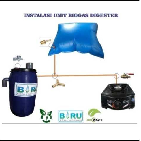 Jual Paket 1 Biodigester 50 L, Kantong Biogas 1x1 m, Kompor Biogas 1 ...
