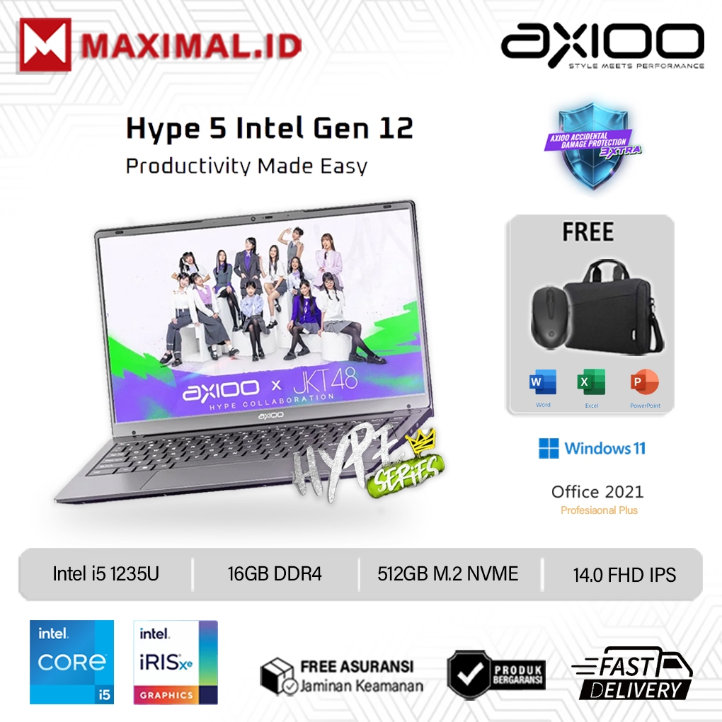 Jual Laptop AXIOO HYPE 5 G12 Intel i5 1235U Ram 16GB 512GB 14.0 FHD IPS ...