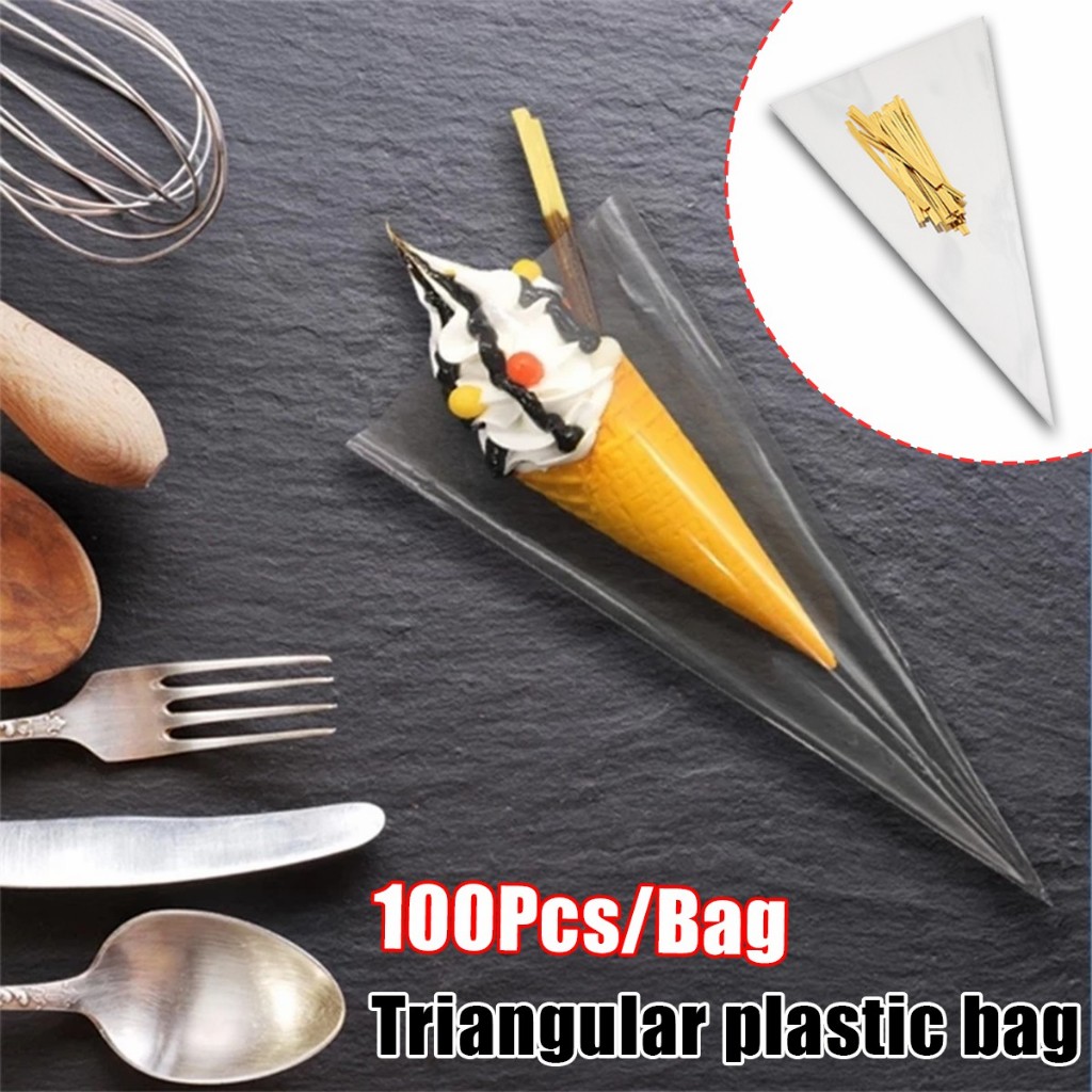 Jual 100 Pcs Pelastik Segitiga Besar Tebal Bentuk Kerucut Plastik ...