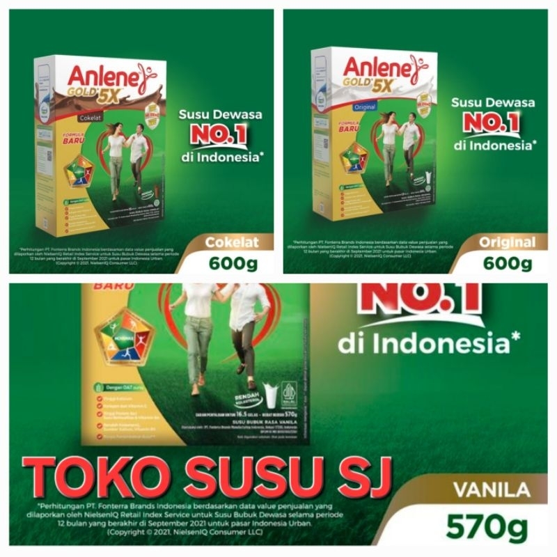 Jual ANLENE GOLD 5X PLUS 570 GR /600 GRAM VANILA COKLAT ORIGINAL PLAIN ...
