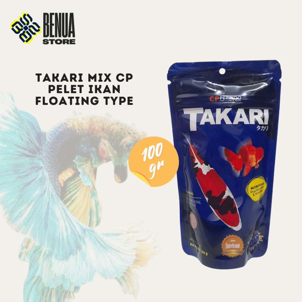 Jual Takari Fish Food Mix CP 100 gr / Takari Pelet Ikan Mix 100 gr ...