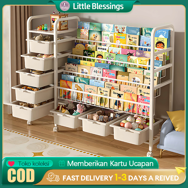 Jual Rak Buku Susun Serbaguna Tempat Rak Buku Anak Rak Portable Roda ...