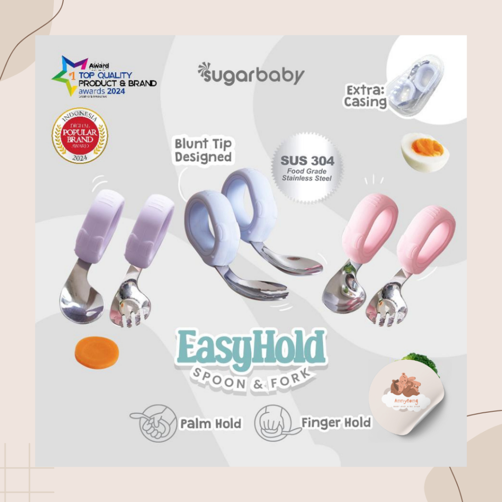 Jual Sugarbaby Easy Hold Spoon & Fork/Sendok MPASI/Sendok Makan Bayi ...