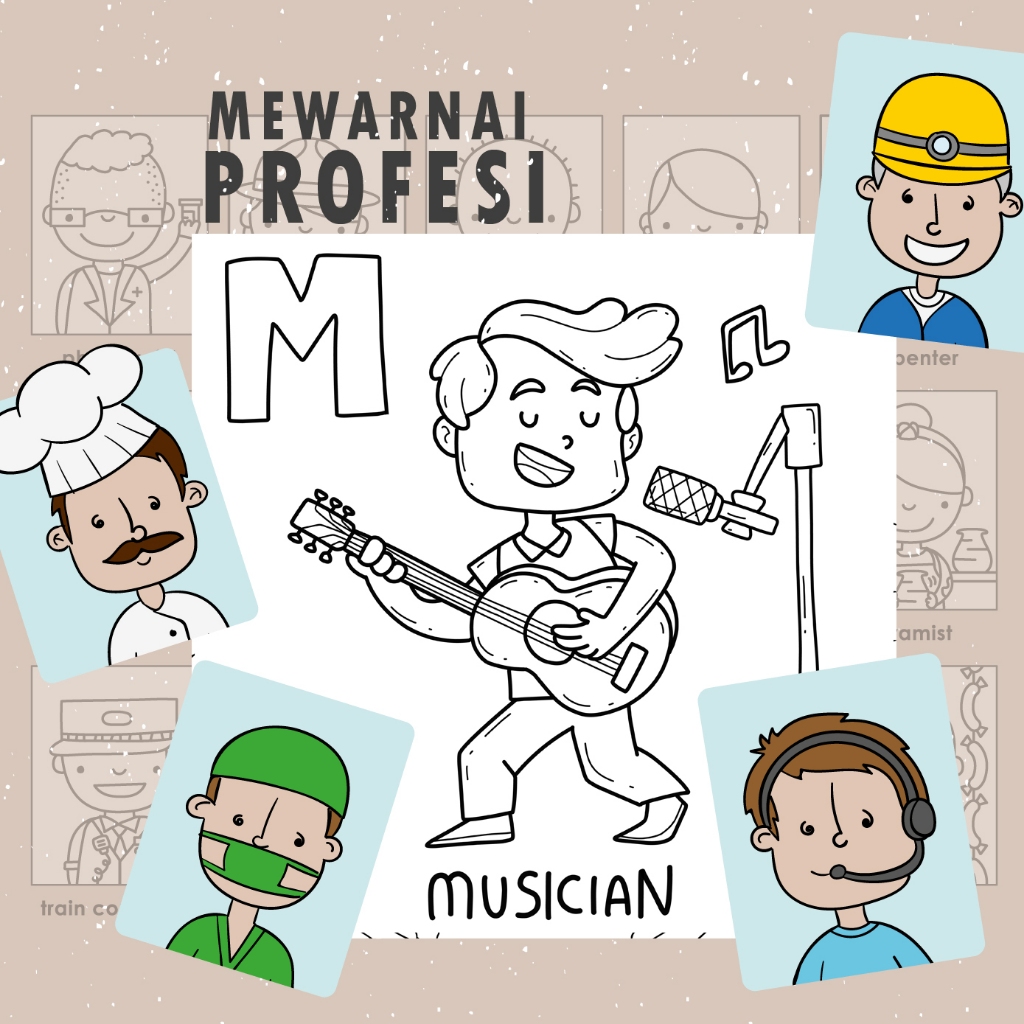Jual 25 Lembar A5 | Kertas Mewarnai Tema Profesi | Kertas Mewarnai Isi ...