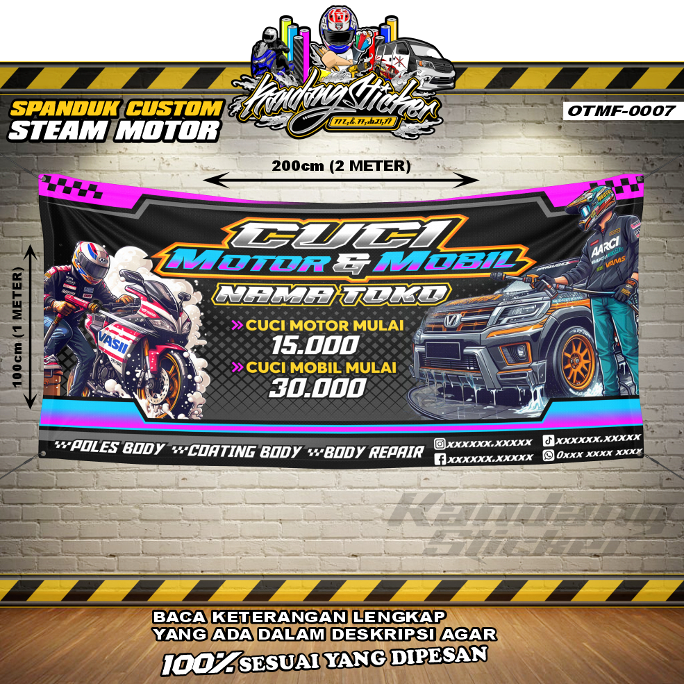 Jual SPANDUK CUCI MOTOR MOBIL CUSTOM CETAK BANNER STEAM PROMOSI XBANNER ...