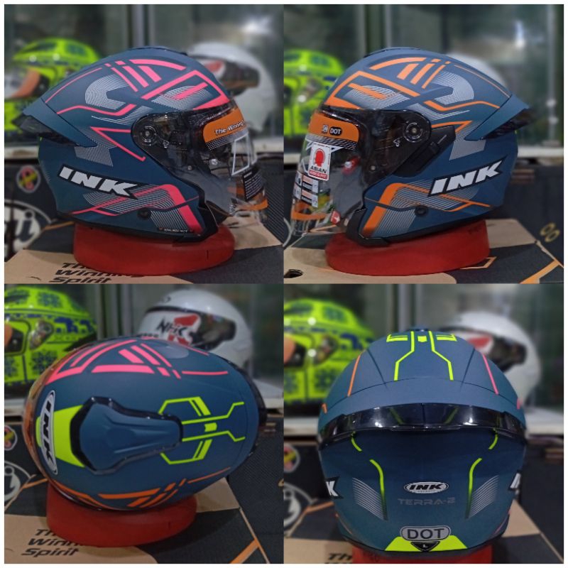 Jual HELM INK TERRA 2 #1 MATT EMERAL GREEN FUXIA DOUBLE VISOR | Shopee ...