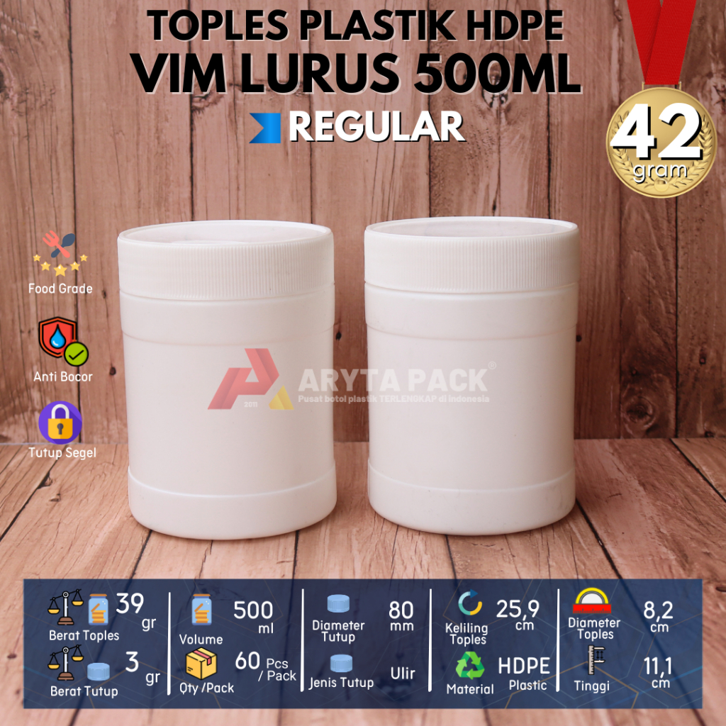 Jual Toples plastik HDPE 500ml vim lurus tutup ulir - FLASH | Shopee ...
