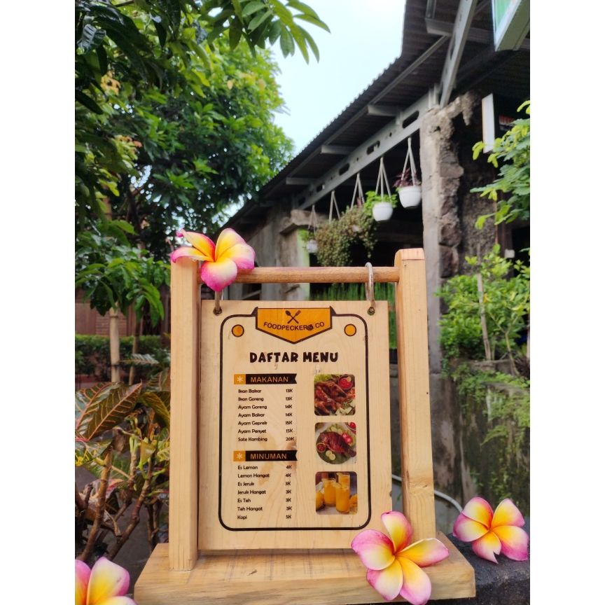 Jual Stand menu nomor meja promo sponsor gantung fre custom desain ...