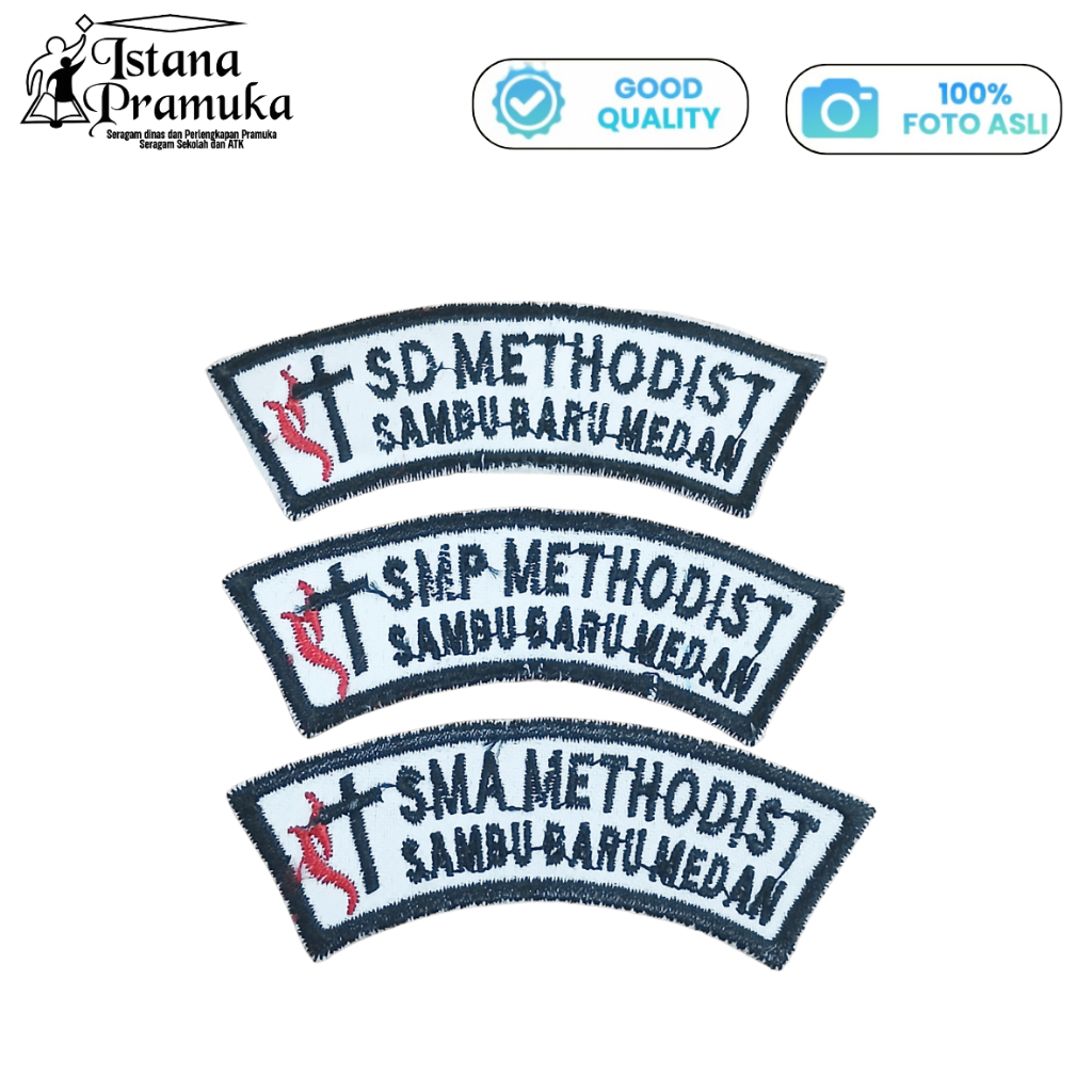 Jual Bordir lokasi Sekolah Methodist Sambu Baru Medan SD SMP SMA Emblem ...