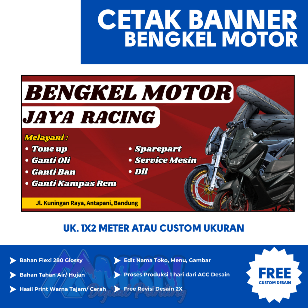 Jual Cetak Banner Spanduk Bengkel Motor Desain Kekinian Bisa Custom ...
