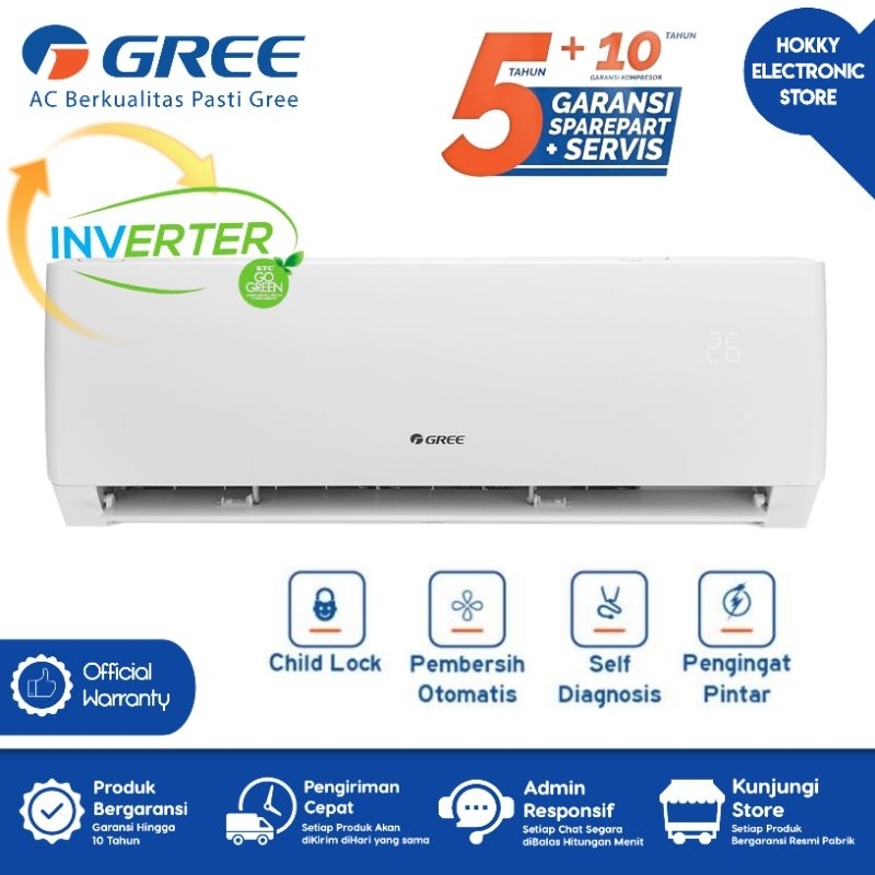 Jual GREE GWC-12F5S AC 1,5 PK Inverter Gree 12F5S Gold Fin R32 Smart ...