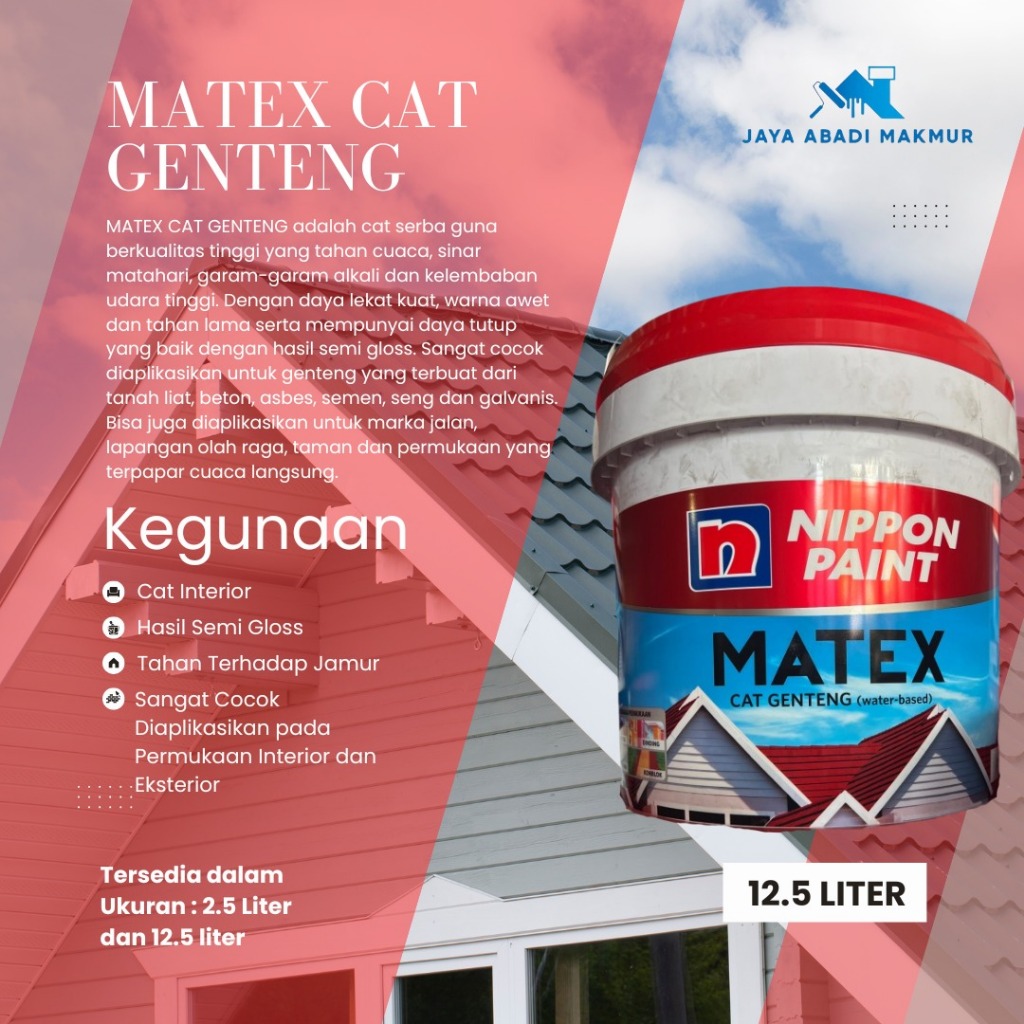 Jual Nippon Paint Matex Cat Genteng 12.5 Liter / Cat Genteng / Warna Custom / Nippon Paint ...