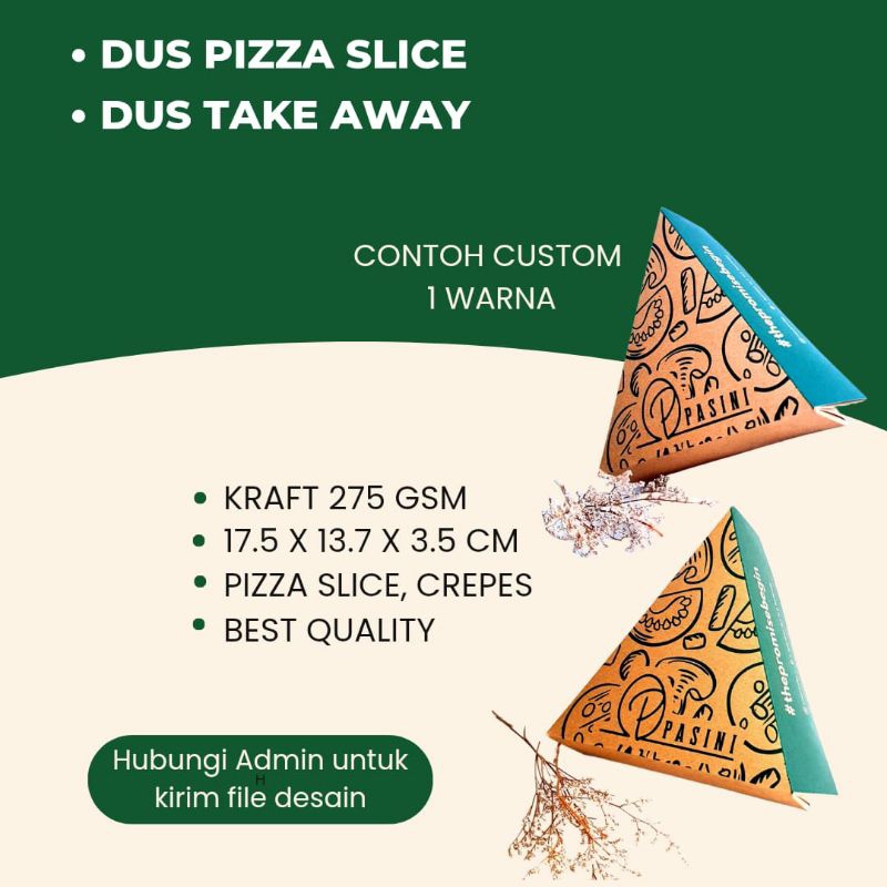 Jual Dus Paper Box Pizza Slice, Crepes Custom Desain 1 Warna Kertas ...