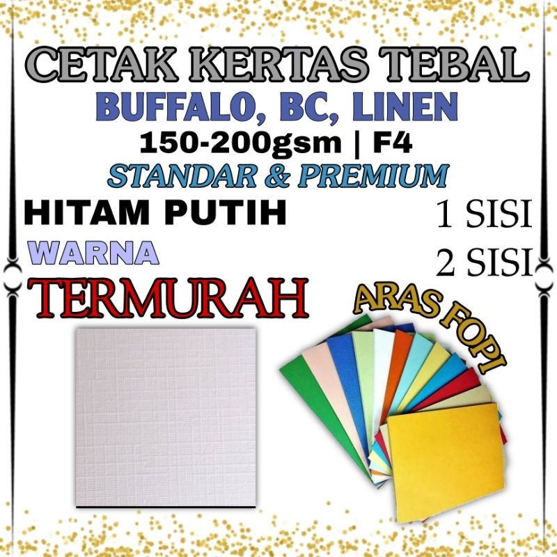 Jual [READY] JASA CETAK PRINT KERTAS TEBAL BUFFALO BC TIK LINEN F4 ...