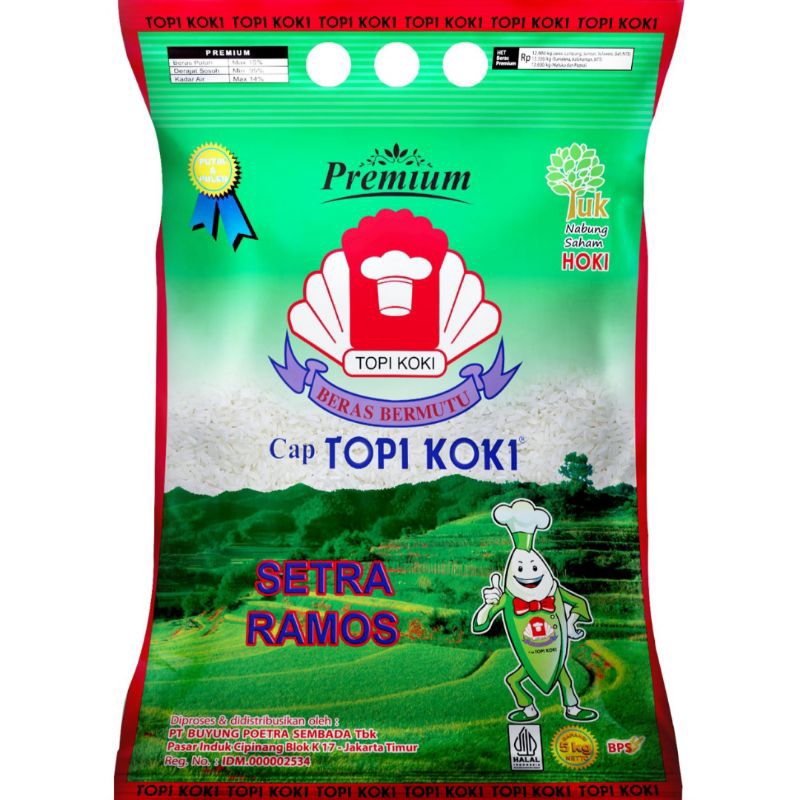 Jual Beras Premium Cap Topi Koki 5kg/Beras Topi Koki Kemasan 5 kg/Beras ...