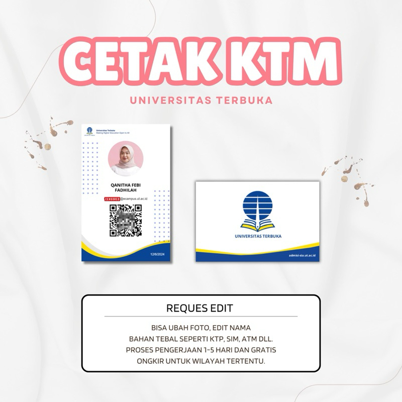 Jual Cetak E-KTM UT SEPAKET Lanyard Dengan Kualitas Bagus, Bisa Ganti Foto dan Edit Nama ...