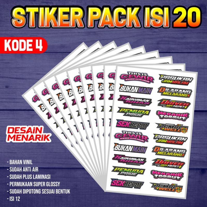 Jual KODE 4 / STIKER RACING PACK ISI BANYAK / DESAIN MENARIK | Shopee ...