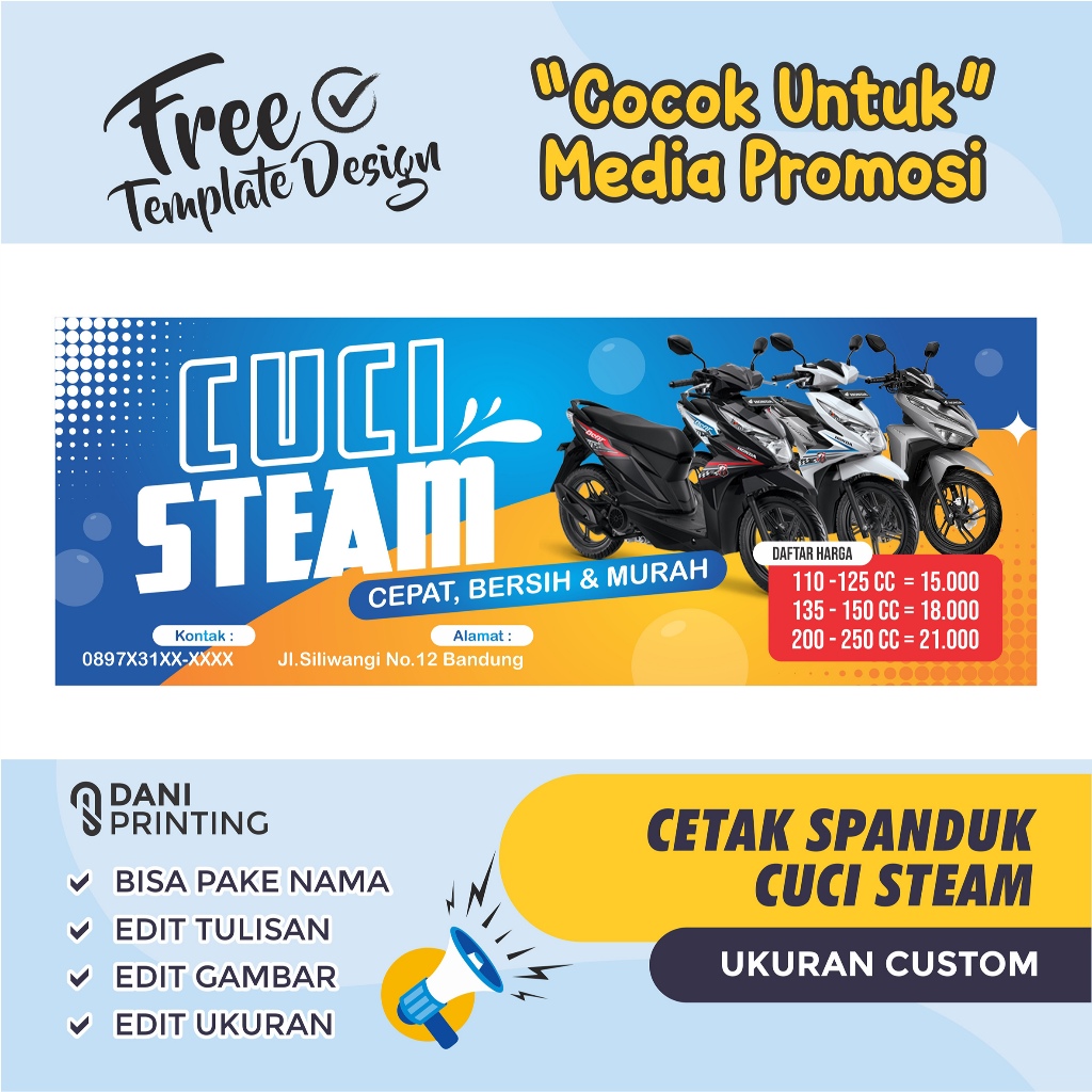 Jual Banner Spanduk - Cuci Motor / Cuci Mobil / Cuci Steam - Custom ...