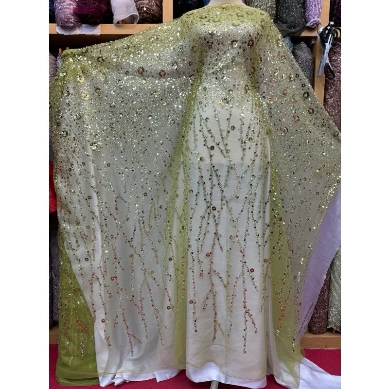 Jual kain tulle salur full Payet soroschi/bahan kebaya mewah terbaru ...