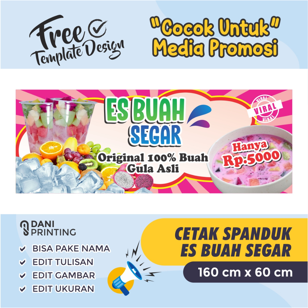 Jual Banner Spanduk - Es Buah Segar - Custom Bisa Di Edit | Shopee ...